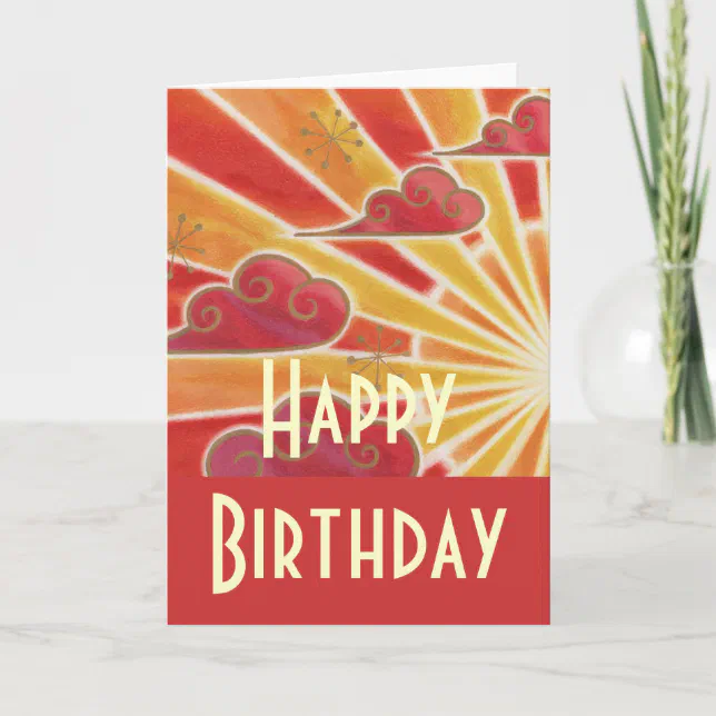 Sunset 'Happy Birthday'' card | Zazzle