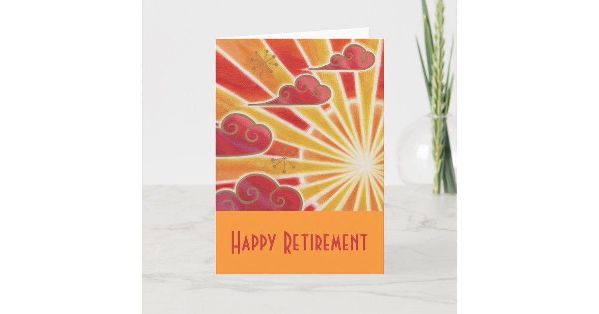 Sunset 'Happy Retirement' card orange | Zazzle