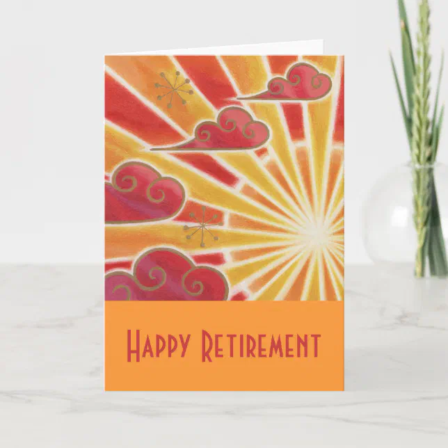 Sunset 'Happy Retirement' card orange | Zazzle