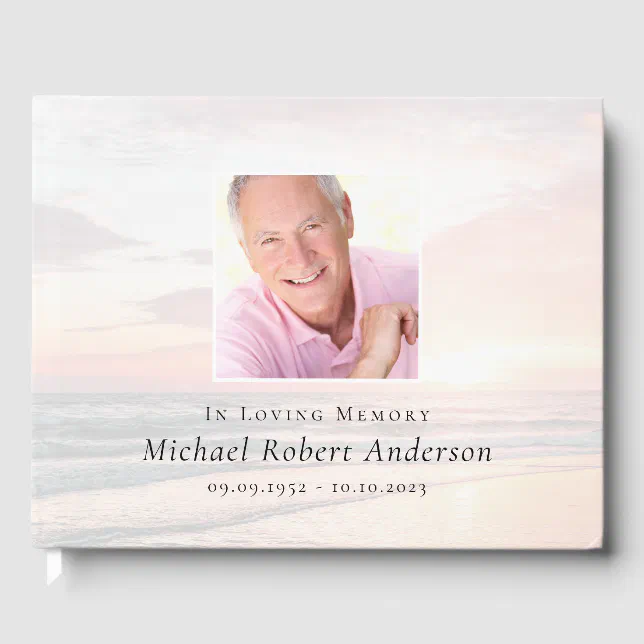 Sunset In Loving Memory | Funeral Condolence Guest Book | Zazzle