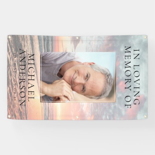 Sunset In Loving Memory Grave Cover Blanket Banner | Zazzle