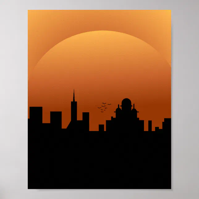 sunset in the city poster | Zazzle