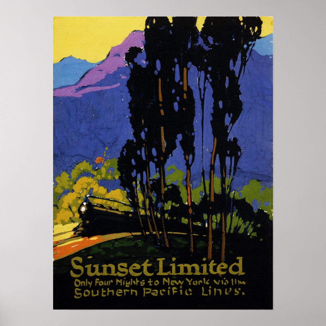 Sunset Limited Travel South Pacific Railway Poster | Zazzle