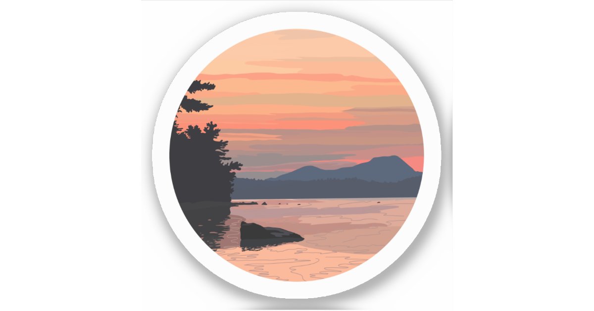 Sunset Mountain Overlooking Lake Sticker | Zazzle