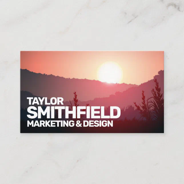 Sunset Mountain Range Adventure Business Card | Zazzle