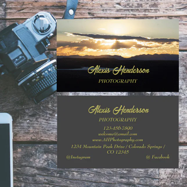 Sunset Mountain Silhouette Business Card | Zazzle