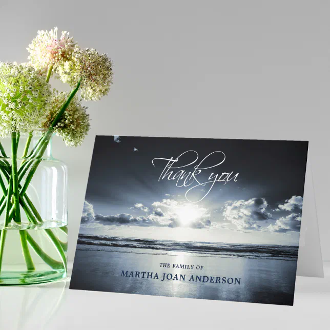 Sunset Ocean Beach Sympathy THANK YOU Memorial | Zazzle