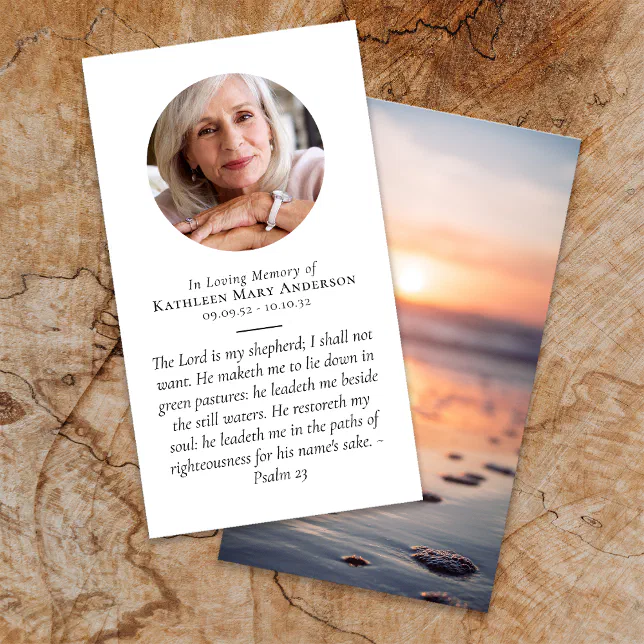 Sunset Ocean Memorial Prayer Card | Zazzle