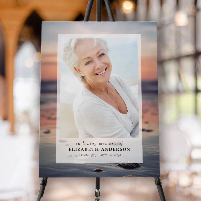 Sunset Ocean Photo Funeral Memorial Board | Zazzle