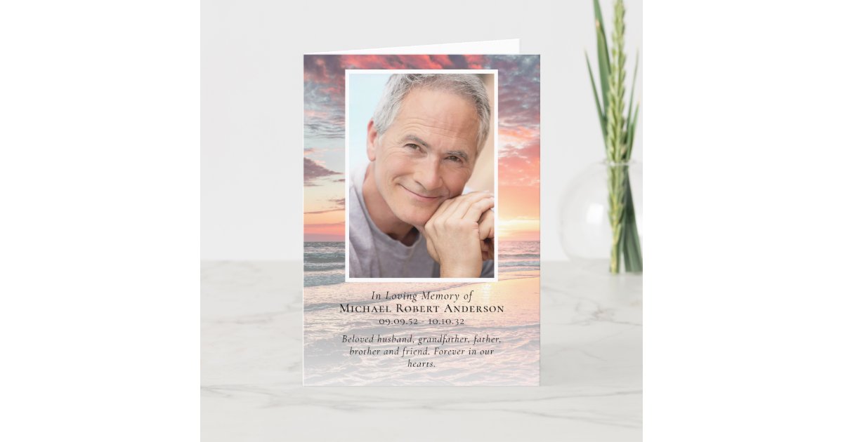 Sunset Ocean Photos Folded Memorial Funeral Program | Zazzle