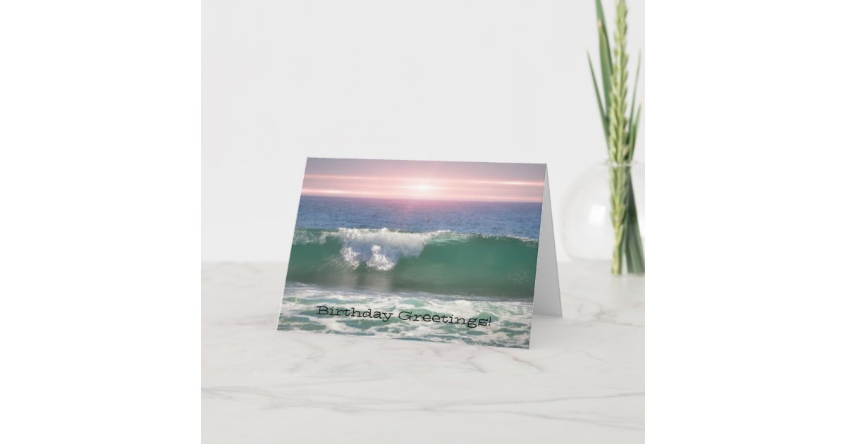 Sunset Ocean Wave Birthday Card | Zazzle