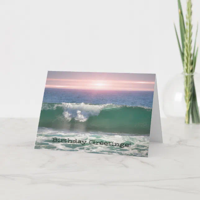 Sunset Ocean Wave Birthday Card | Zazzle