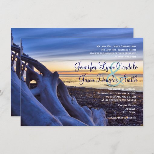 Sunset on Beach Evening Wedding Invitations | Zazzle