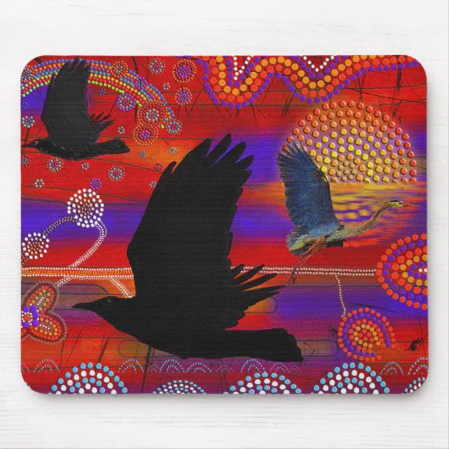 Sunset on Lake Wendouree Australian Aboriginal Art Mouse Pad | Zazzle