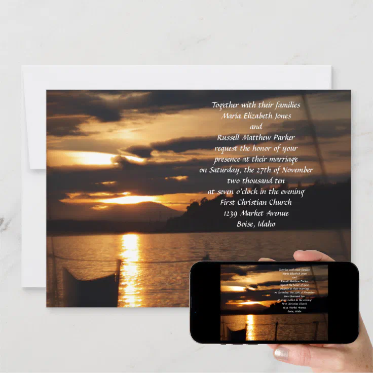 Sunset on on a Sail Boat Wedding Invitation | Zazzle