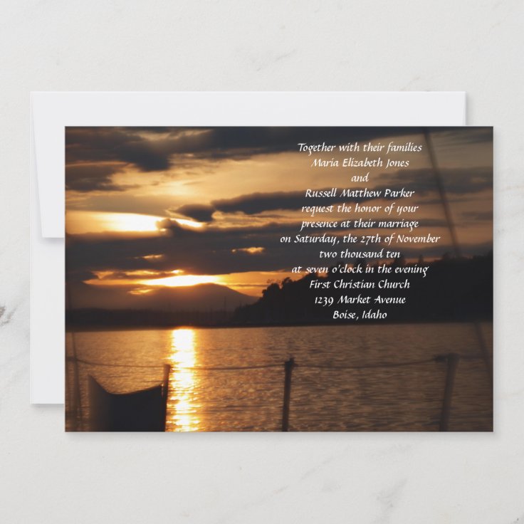 Sunset on on a Sail Boat Wedding Invitation | Zazzle