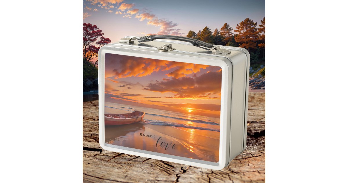 Sunset on the Beach Metal Lunch Box | Zazzle