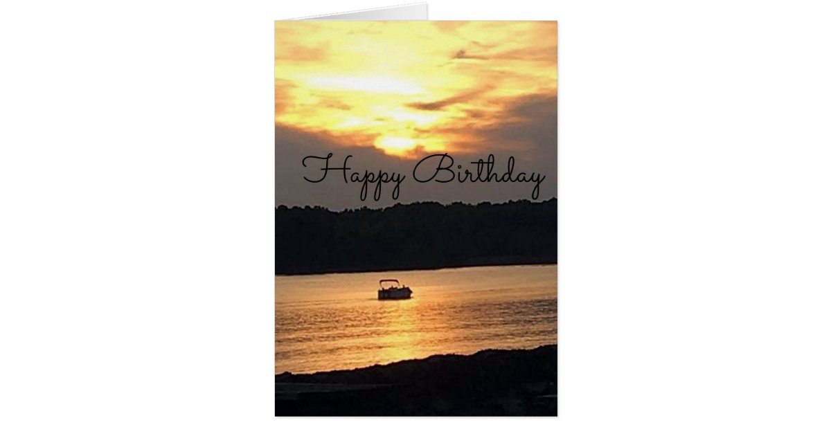 SUNSET ON THE LAKE BIRTHDAY CARD | Zazzle.com