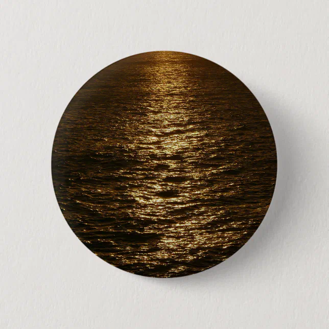 Sunset on the Water Abstract Ocean Photography Button | Zazzle