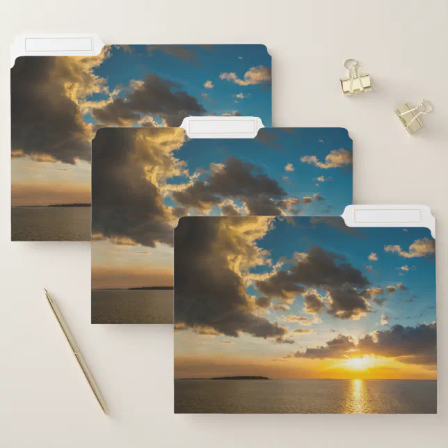 Sunset Over The Ocean, Fiji File Folder | Zazzle