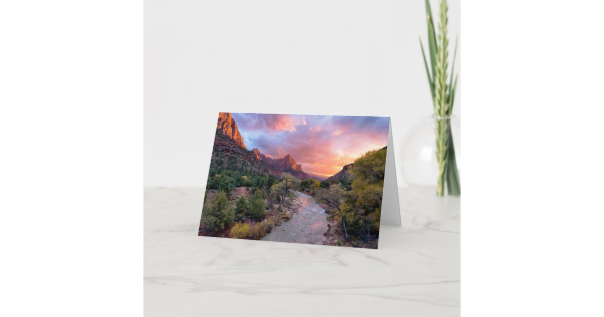 Sunset Over the Watchman Card | Zazzle