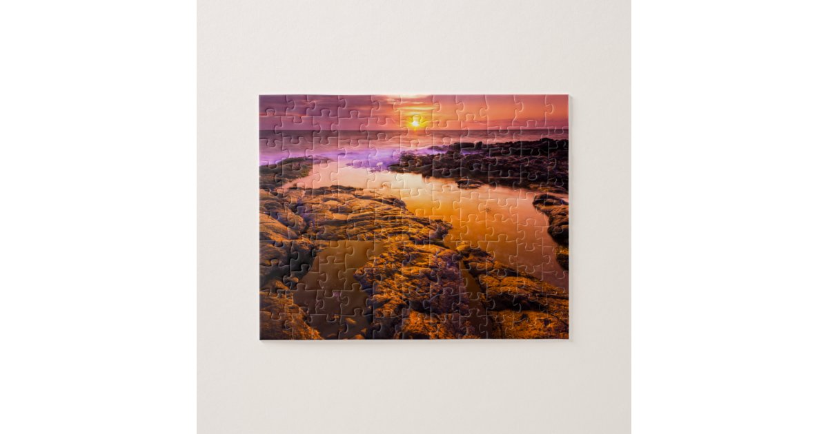 Sunset over tide pools, Hawaii Jigsaw Puzzle | Zazzle