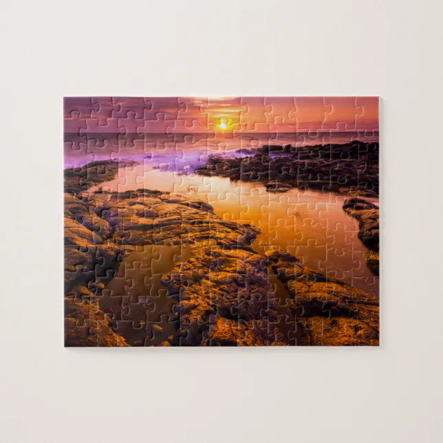 Sunset over tide pools, Hawaii Jigsaw Puzzle | Zazzle