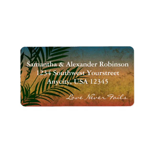 Sunset Palm Tree Branch Address Labels | Zazzle