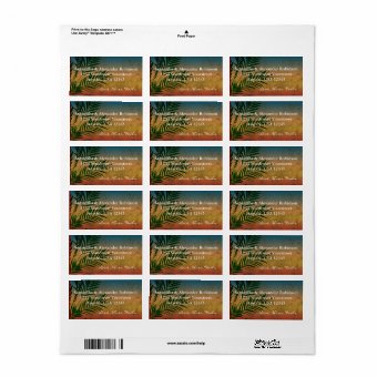 Sunset Palm Tree Branch Address Labels | Zazzle