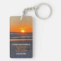 Sunset Photo Beach House Vacation Resort Rental Keychain | Zazzle