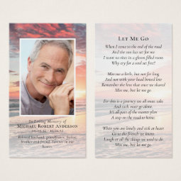 Sunset Photo Funeral Memorial Card | Zazzle