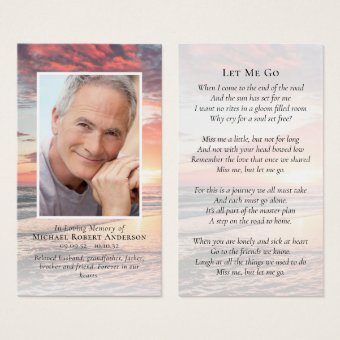 Sunset Photo Funeral Memorial Card | Zazzle