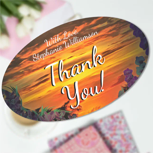 Sunset Plaza Marina 2584 Thank You Oval Sticker | Zazzle