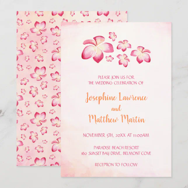 Sunset Plumeria Wedding Invitations | Zazzle