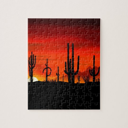 Sunset Saguaros Sonoran Desert Arizona Jigsaw Puzzle | Zazzle.com