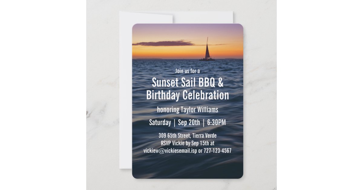 Sunset Sail Contemporary Birthday Invitation | Zazzle