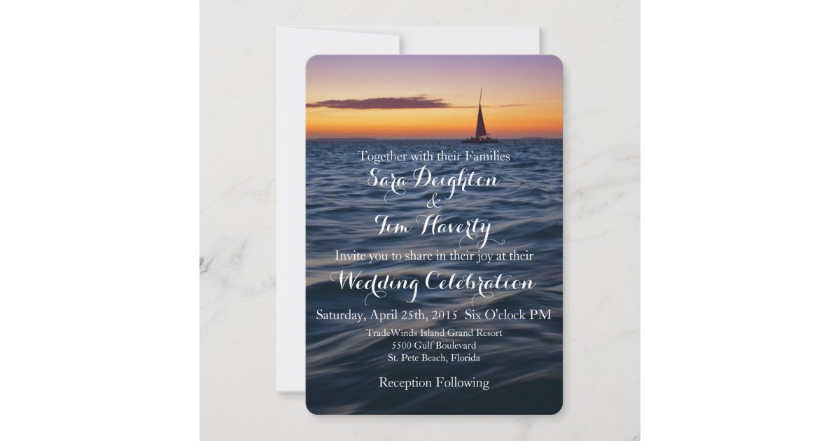 Sunset Sail Contemporary Nautical Wedding Invite | Zazzle