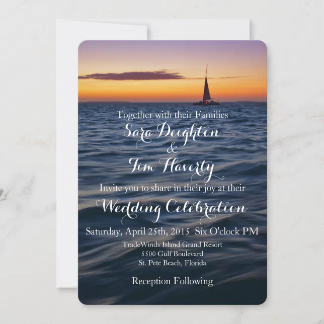 Sunset Sail Contemporary Nautical Wedding Invite | Zazzle