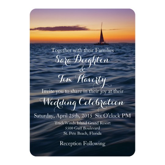 Sunset Sail Contemporary Nautical Wedding Invite | Zazzle.com