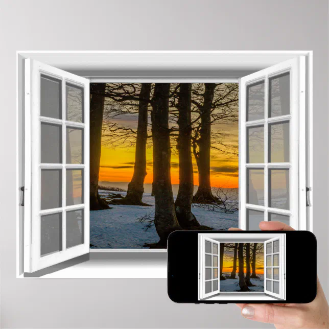 Sunset Scene Fake Window View 3D Poster | Zazzle