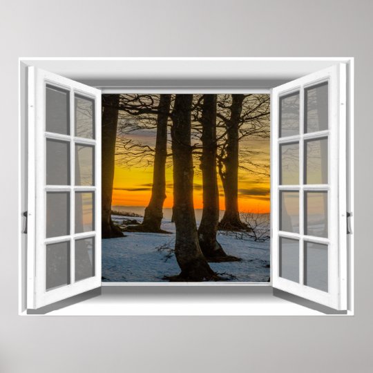 Sunset Scene Fake Window View 3D Poster | Zazzle.com