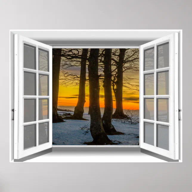 Sunset Scene Fake Window View 3D Poster | Zazzle