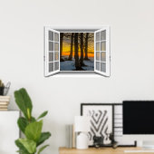 Sunset Scene Fake Window View 3D Poster | Zazzle