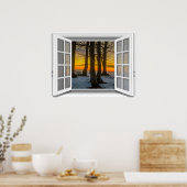 Sunset Scene Fake Window View 3D Poster | Zazzle