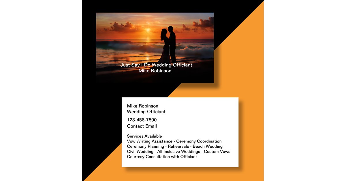 Sunset Scenic Wedding Officiant Business Cards | Zazzle