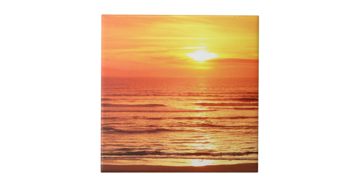 Sunset Sea Ceramic Tile | Zazzle