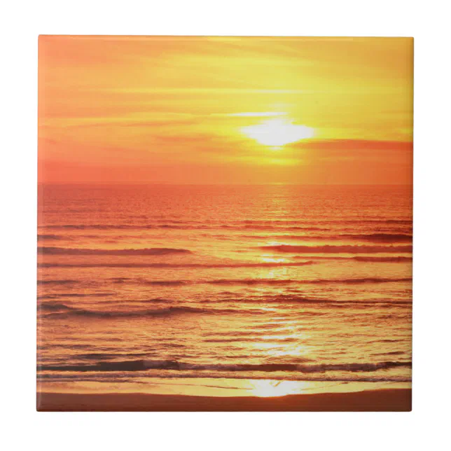 Sunset Sea Ceramic Tile | Zazzle