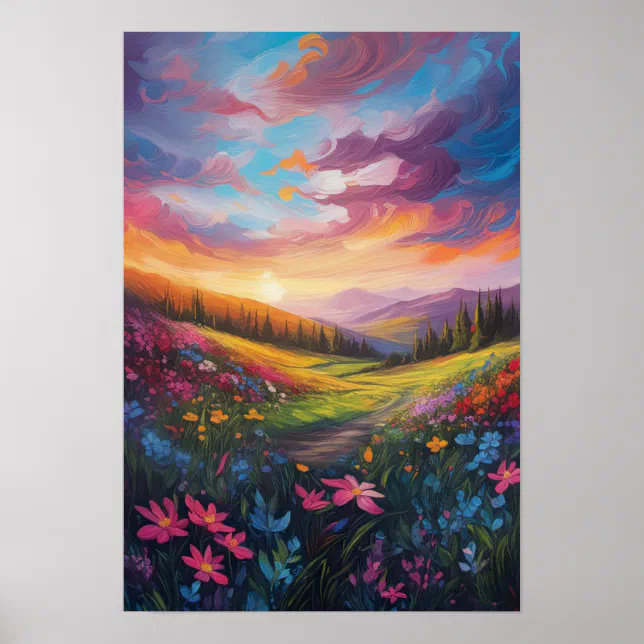 Sunset Serenade, Blossoms in the Glow Poster | Zazzle