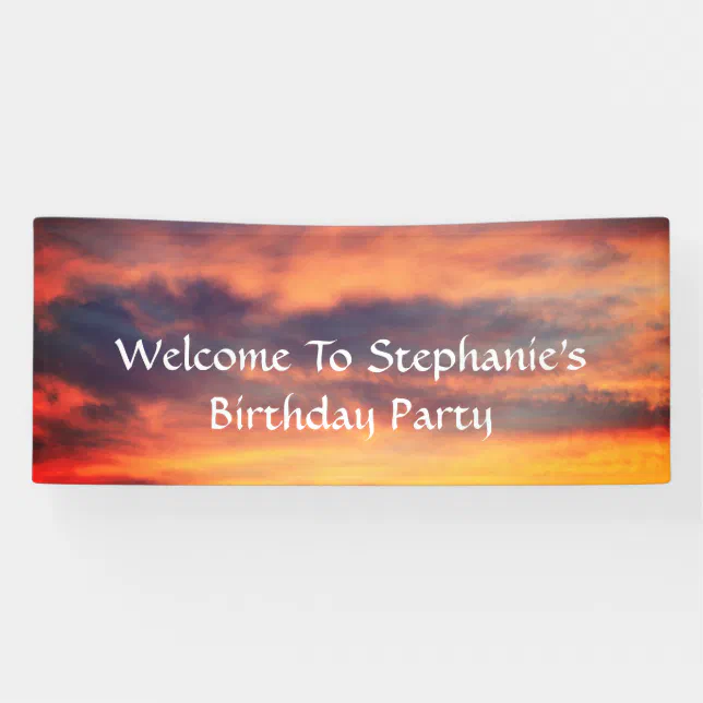 Sunset Sky Photo Birthday Party Custom Artistic Banner | Zazzle