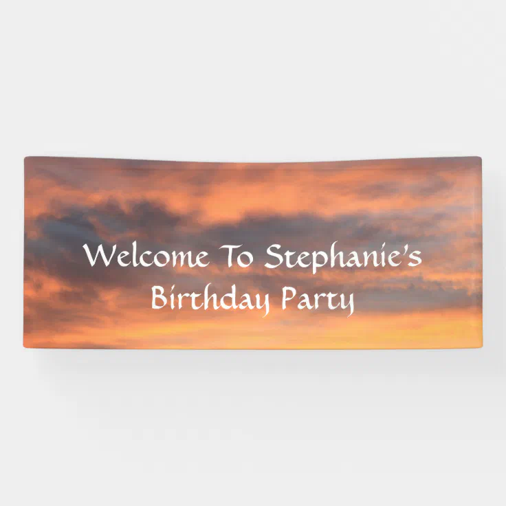 Sunset Sky Photo Birthday Party Custom Colorful Banner | Zazzle